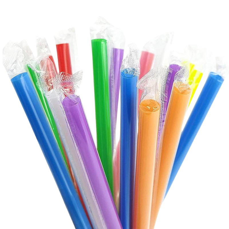 Paie din plastic pentru bubble tea set 250 buc ambalate individual ...