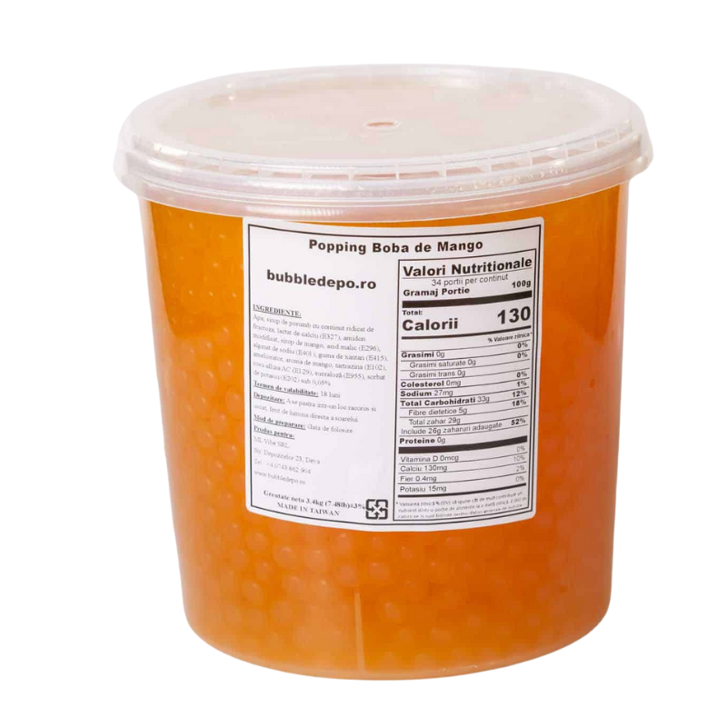 Popping boba de mango (bursting boba) 3.3 kg - Bubble Tea