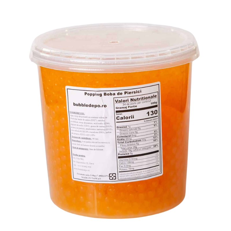 Popping boba de piersica (bursting boba) 3.4 kg - Bubble Tea